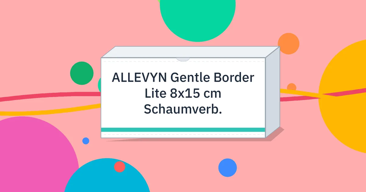 Symbolbild: Packung mit der Aufschrift ALLEVYN Gentle Border Lite 8x15 cm Schaumverb. (PZN 17896727) – Verfügbarkeit und Bezug in Apotheken in Frankfurt am Main