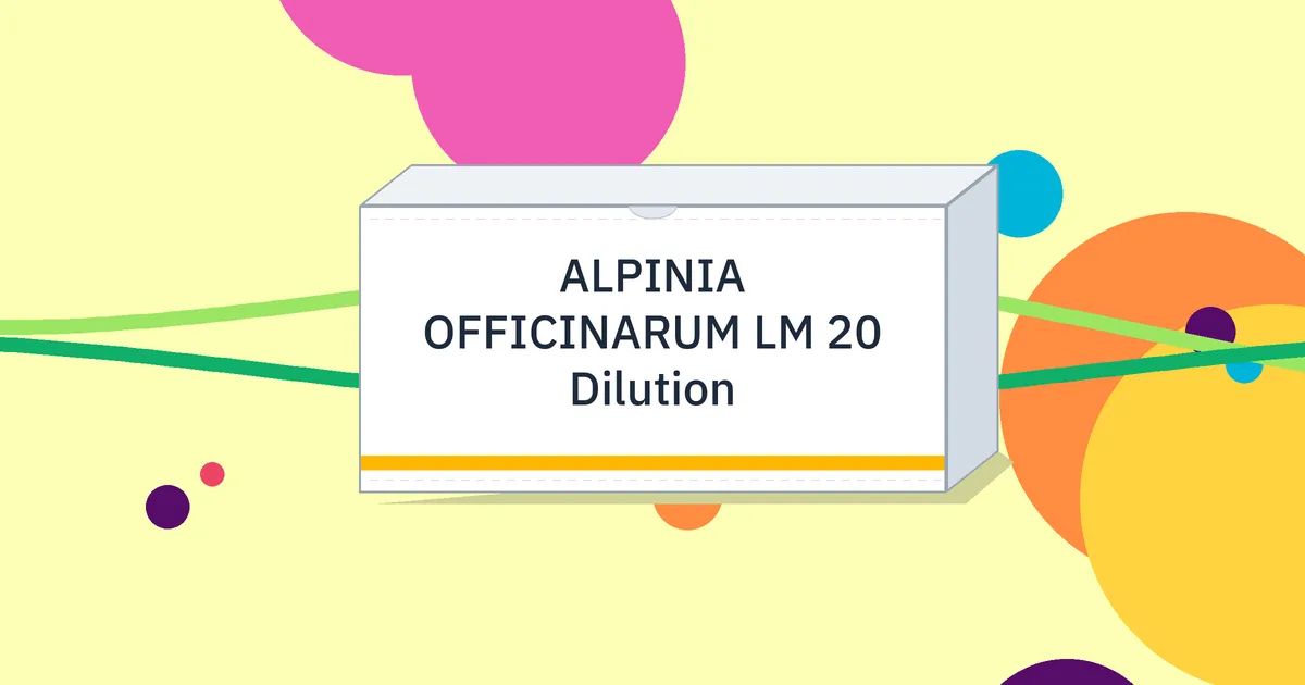 Symbolbild: Packung mit der Aufschrift ALPINIA OFFICINARUM LM 20 Dilution (PZN 13313924) – Verfügbarkeit und Bezug in Apotheken in Frankfurt am Main