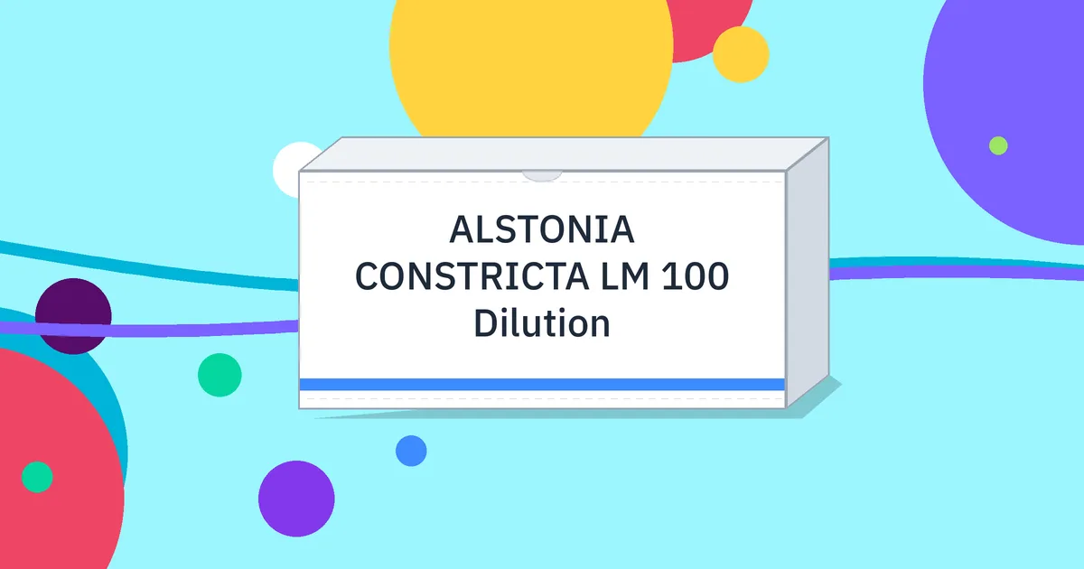 Symbolbild: Packung mit der Aufschrift ALSTONIA CONSTRICTA LM 100 Dilution (PZN 13314639) – Verfügbarkeit und Bezug in Apotheken in Frankfurt am Main