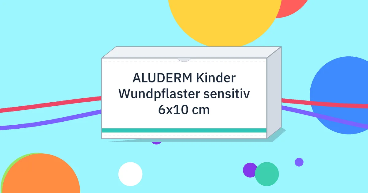 Symbolbild: Packung mit der Aufschrift ALUDERM Kinder Wundpflaster sensitiv 6x10 cm (PZN 19455453) – Verfügbarkeit und Bezug in Apotheken in Frankfurt am Main