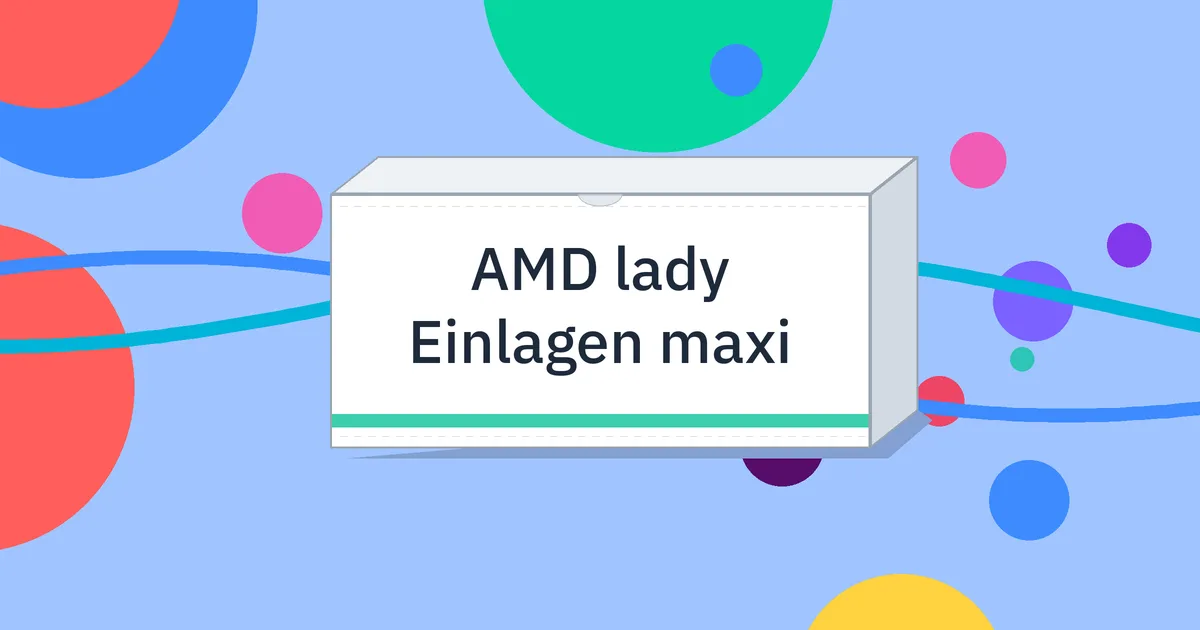 Symbolbild: Packung mit der Aufschrift AMD lady Einlagen maxi (PZN 14213426) – Verfügbarkeit und Bezug in Apotheken in Frankfurt am Main