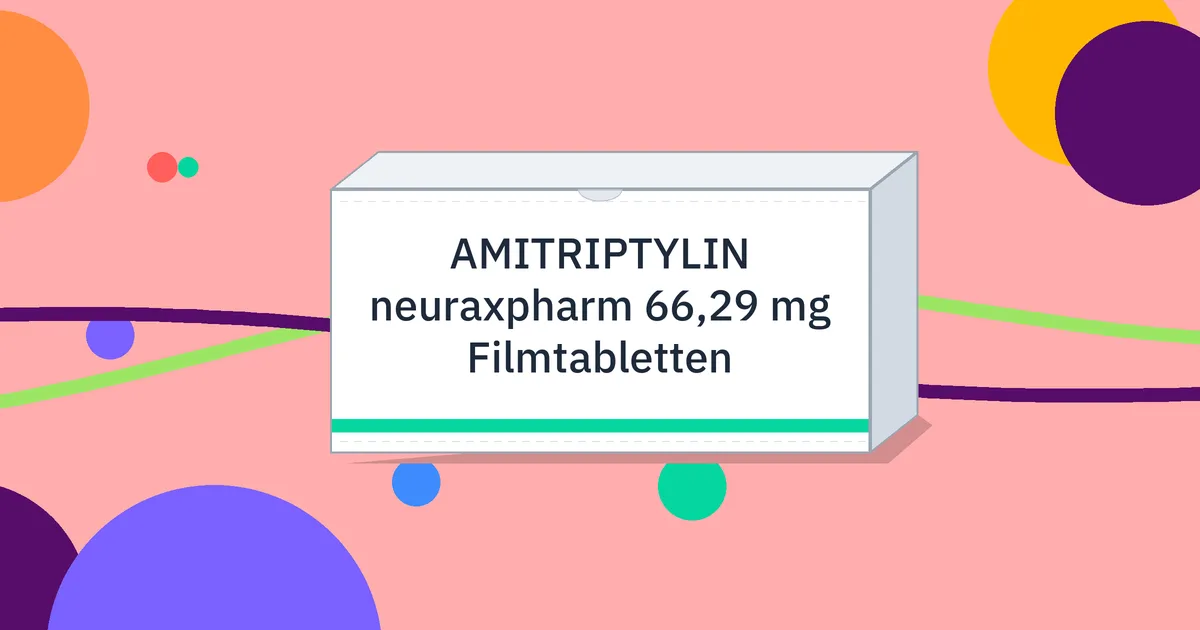Symbolbild: Packung mit der Aufschrift AMITRIPTYLIN neuraxpharm 66,29 mg Filmtabletten (PZN 18265414) – Verfügbarkeit und Bezug in Apotheken in Frankfurt am Main