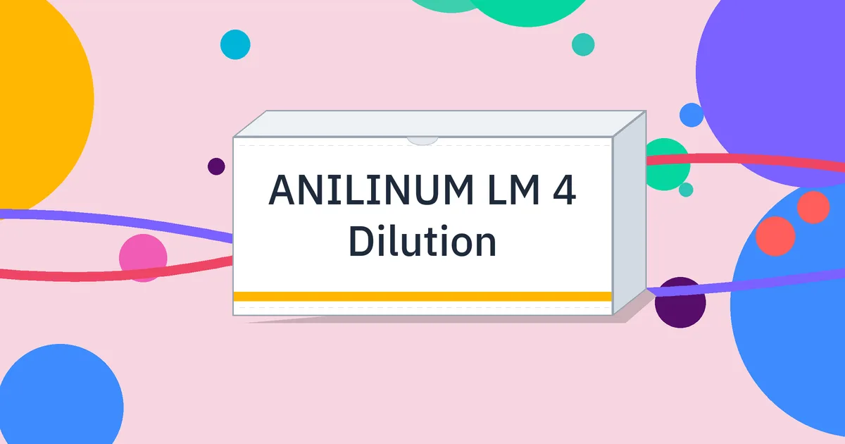 Symbolbild: Packung mit der Aufschrift ANILINUM LM 4 Dilution (PZN 12762287) – Verfügbarkeit und Bezug in Apotheken in Frankfurt am Main