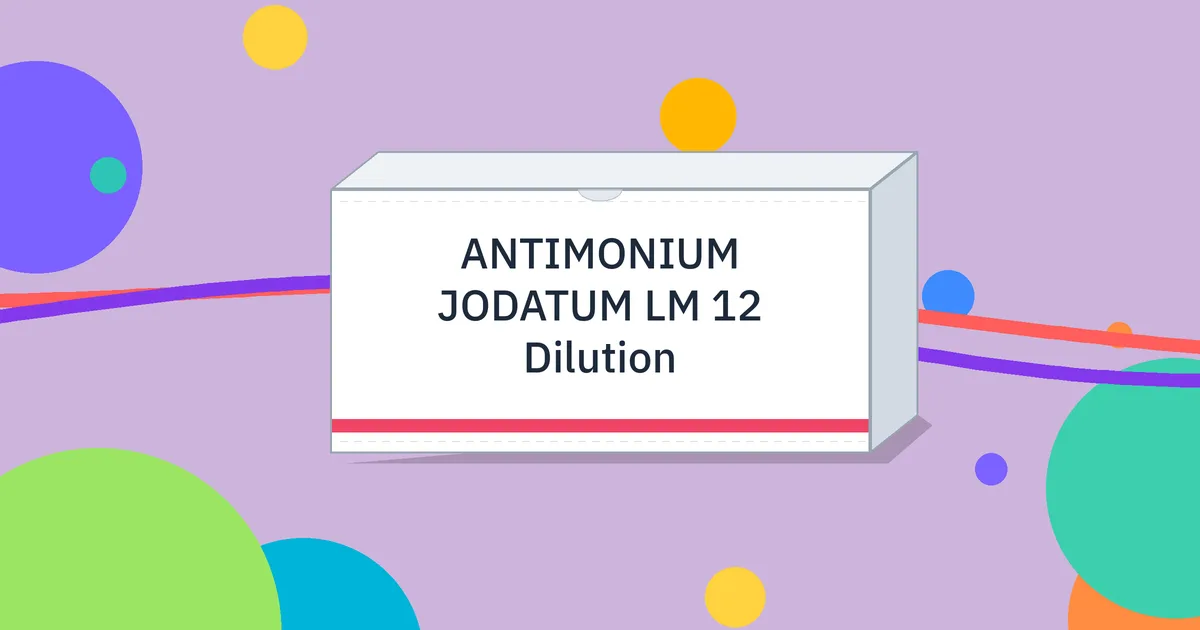 Symbolbild: Packung mit der Aufschrift ANTIMONIUM JODATUM LM 12 Dilution (PZN 12764234) – Verfügbarkeit und Bezug in Apotheken in Frankfurt am Main