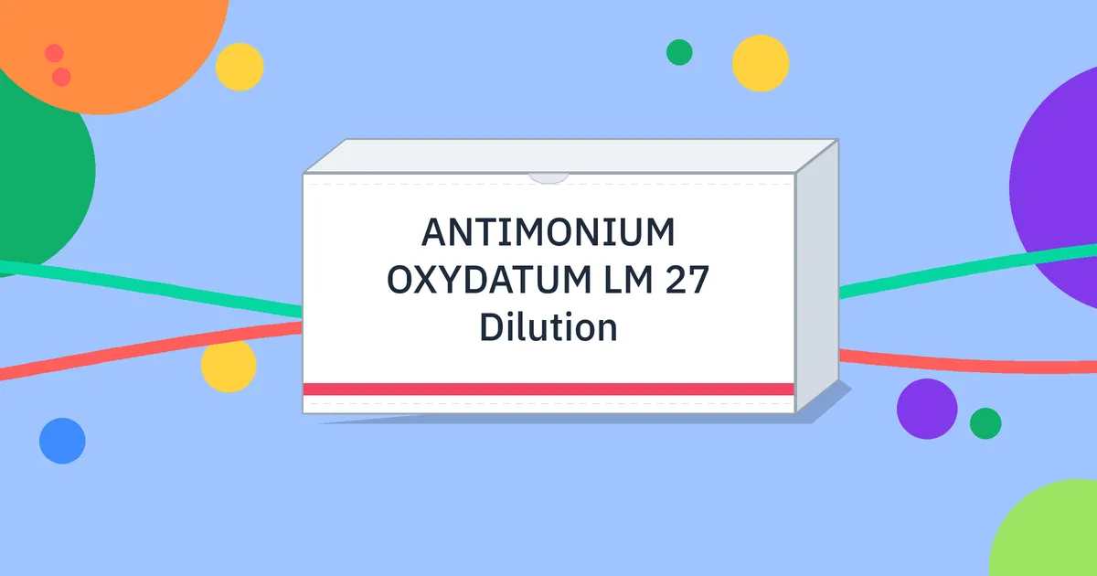 Symbolbild: Packung mit der Aufschrift ANTIMONIUM OXYDATUM LM 27 Dilution (PZN 13374742) – Verfügbarkeit und Bezug in Apotheken in Frankfurt am Main