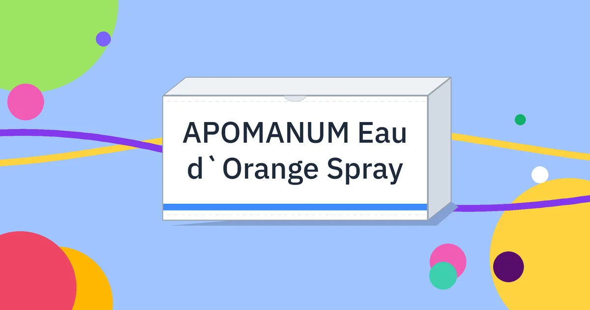 Symbolbild: Packung mit der Aufschrift APOMANUM Eau d`Orange Spray (PZN 09644880) – Verfügbarkeit und Bezug in Apotheken in Frankfurt am Main