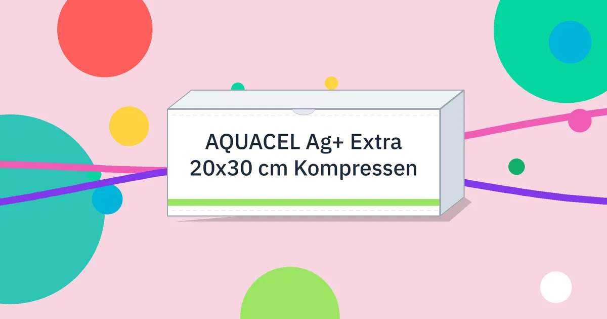 Symbolbild: Packung mit der Aufschrift AQUACEL Ag+ Extra 20x30 cm Kompressen (PZN 18126227) – Verfügbarkeit und Bezug in Apotheken in Frankfurt am Main