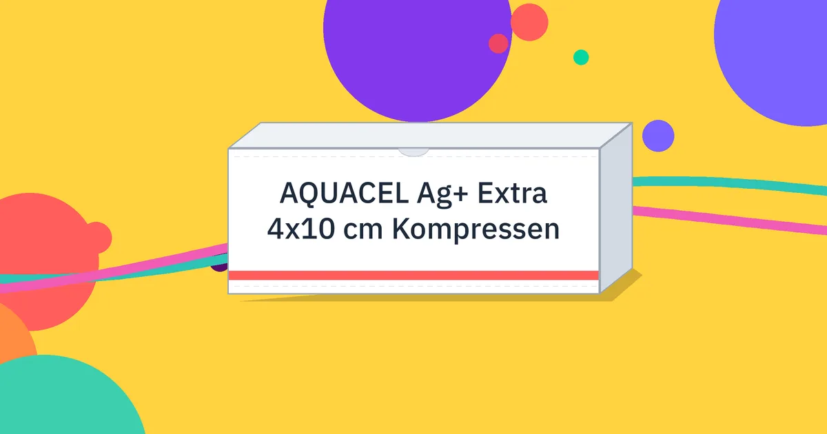 Symbolbild: Packung mit der Aufschrift AQUACEL Ag+ Extra 4x10 cm Kompressen (PZN 10203744) – Verfügbarkeit und Bezug in Apotheken in Frankfurt am Main