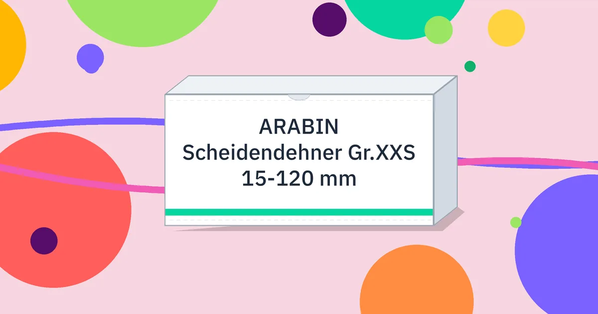 Symbolbild: Packung mit der Aufschrift ARABIN Scheidendehner Gr.XXS 15-120 mm (PZN 16927911) – Verfügbarkeit und Bezug in Apotheken in Frankfurt am Main