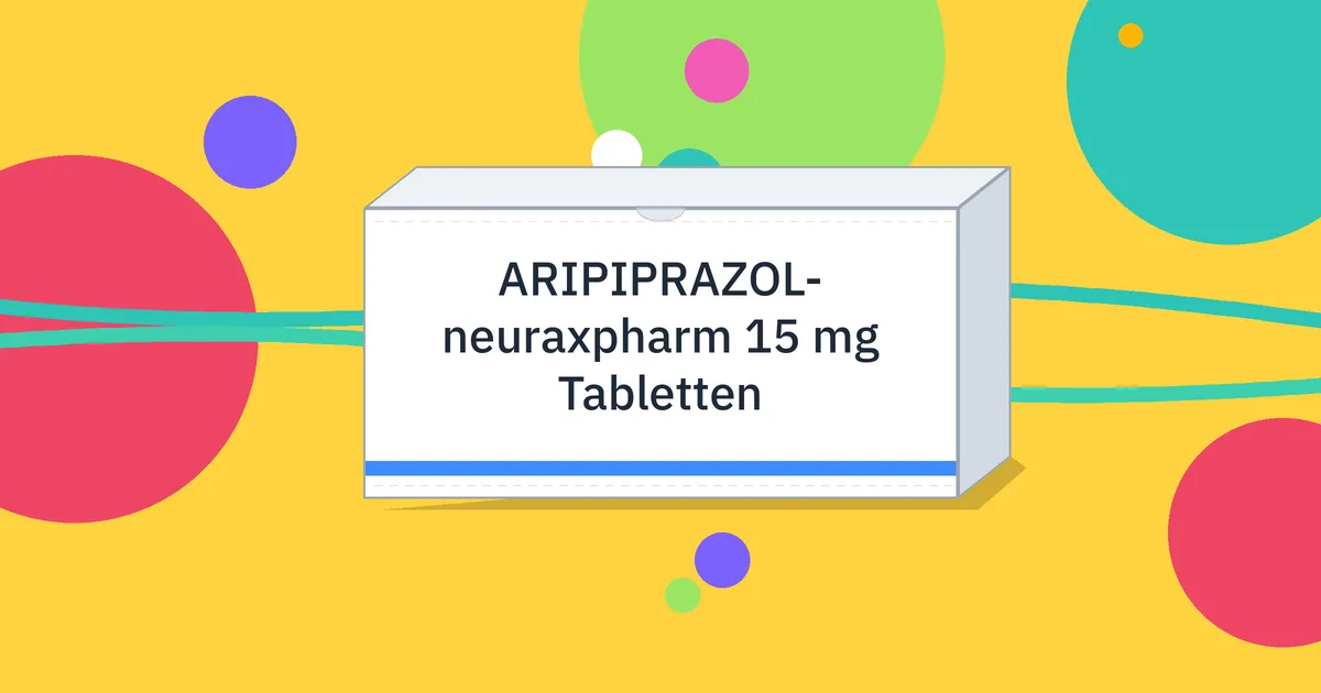 Symbolbild: Packung mit der Aufschrift ARIPIPRAZOL-neuraxpharm 15 mg Tabletten (PZN 10736328) – Verfügbarkeit und Bezug in Apotheken in Frankfurt am Main