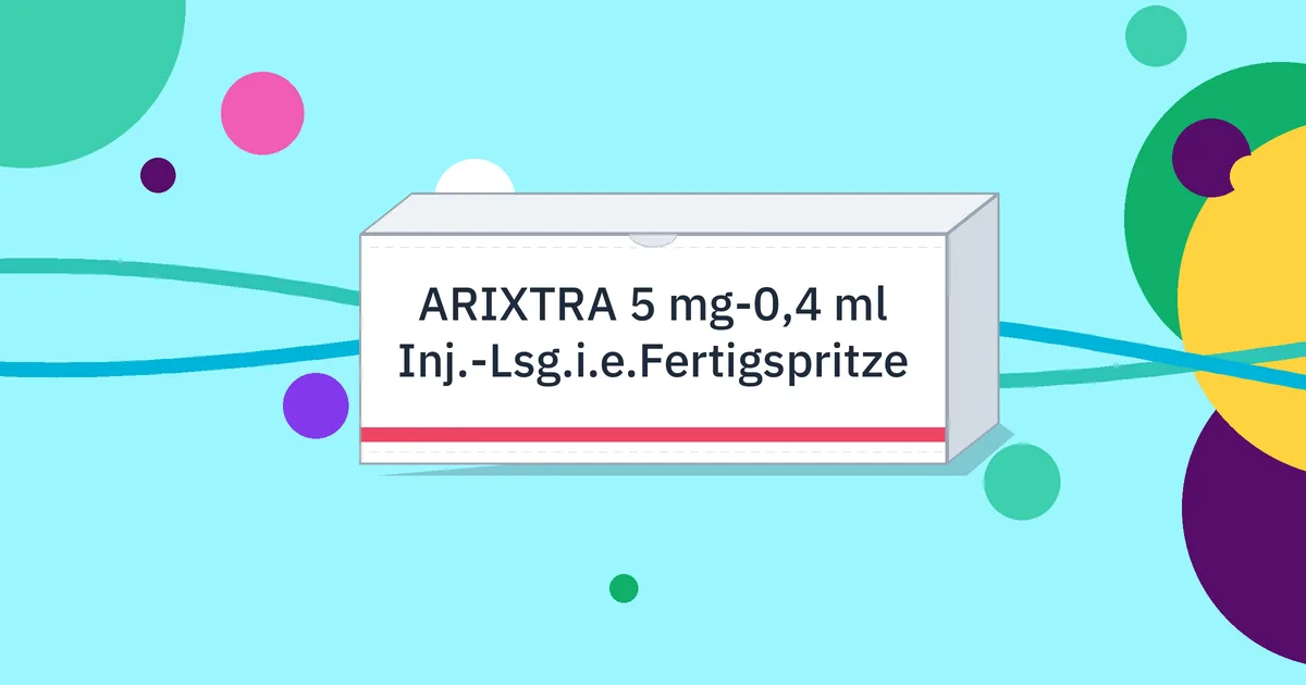 Symbolbild: Packung mit der Aufschrift ARIXTRA 5 mg-0,4 ml Inj.-Lsg.i.e.Fertigspritze (PZN 18598937) – Verfügbarkeit und Bezug in Apotheken in Frankfurt am Main
