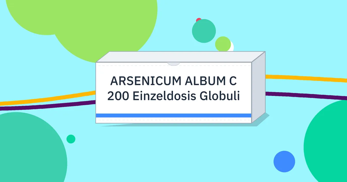 Symbolbild: Packung mit der Aufschrift ARSENICUM ALBUM C 200 Einzeldosis Globuli (PZN 01543582) – Verfügbarkeit und Bezug in Apotheken in Frankfurt am Main