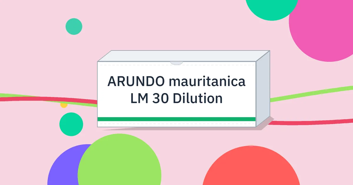 Symbolbild: Packung mit der Aufschrift ARUNDO mauritanica LM 30 Dilution (PZN 12781310) – Verfügbarkeit und Bezug in Apotheken in Frankfurt am Main