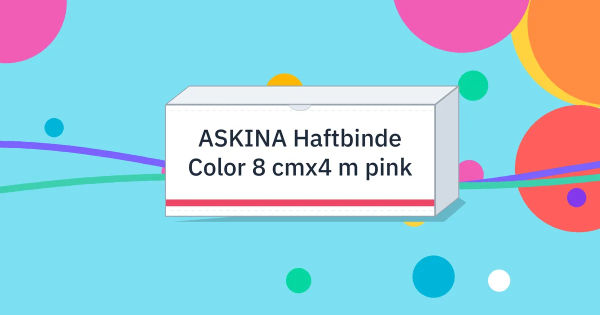 Symbolbild: Packung mit der Aufschrift ASKINA Haftbinde Color 8 cmx4 m pink (PZN 08752981) – Verfügbarkeit und Bezug in Apotheken in Frankfurt am Main