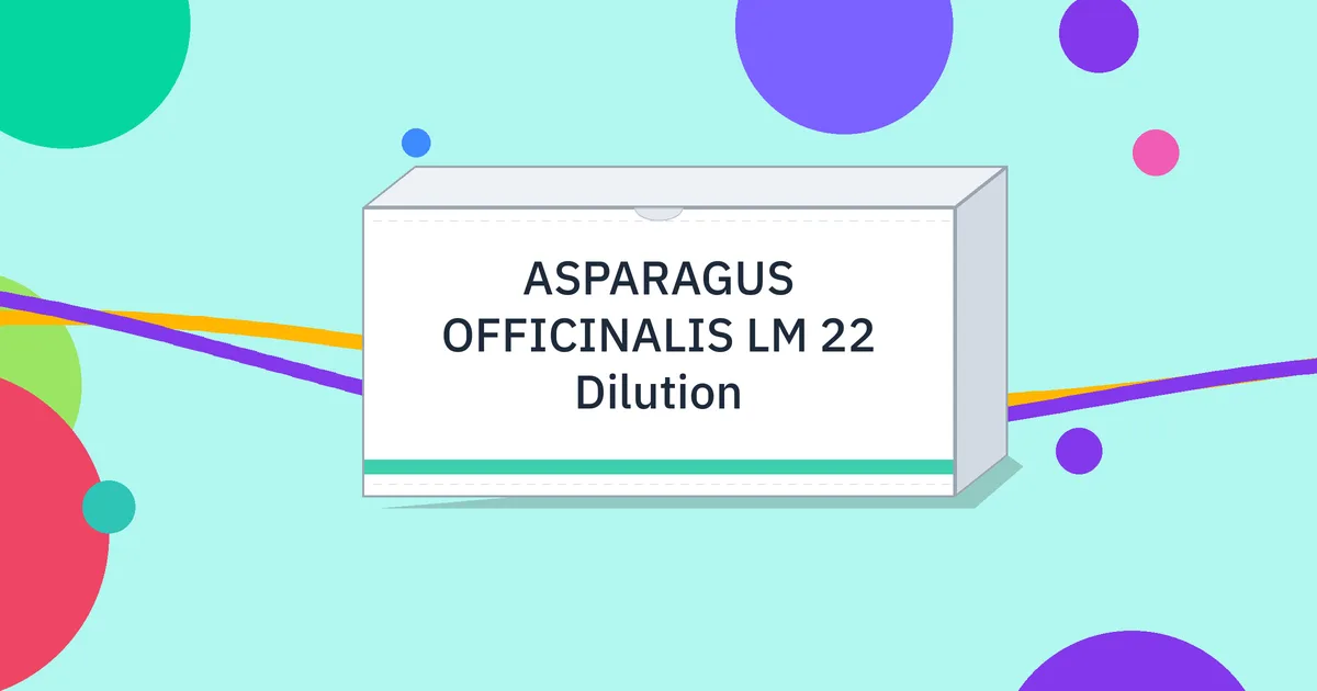 Symbolbild: Packung mit der Aufschrift ASPARAGUS OFFICINALIS LM 22 Dilution (PZN 13403047) – Verfügbarkeit und Bezug in Apotheken in Frankfurt am Main