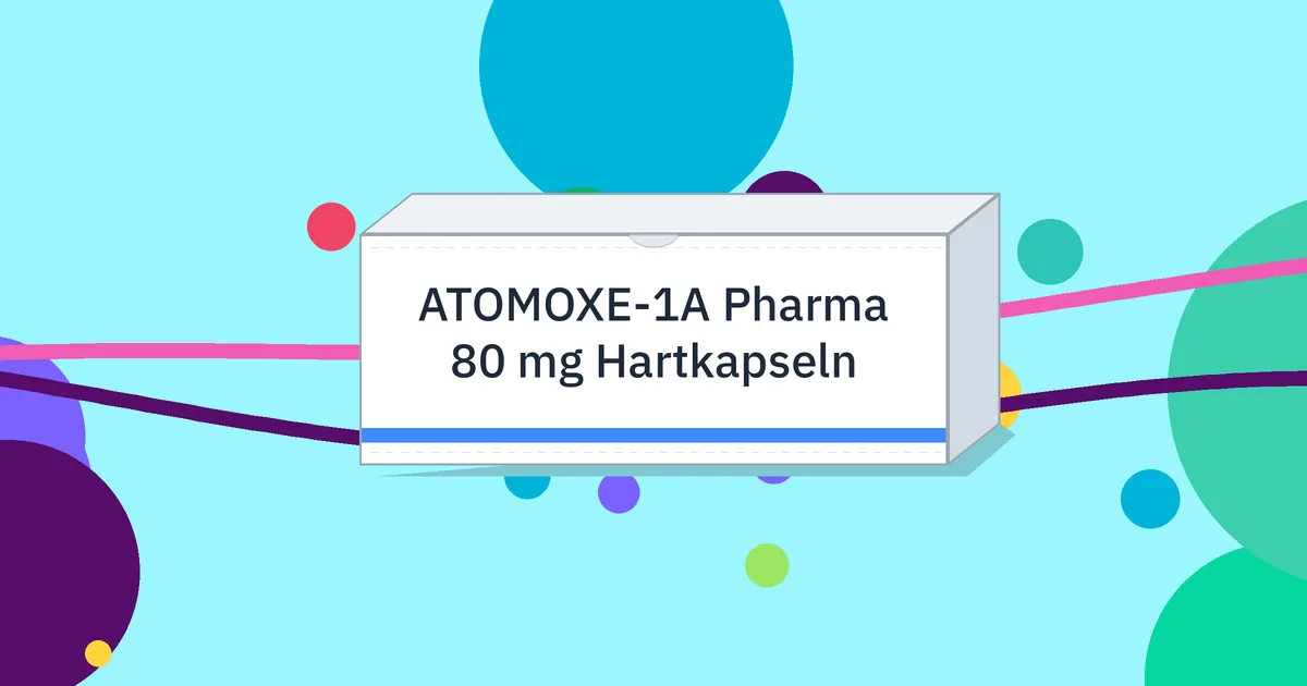 Symbolbild: Packung mit der Aufschrift ATOMOXE-1A Pharma 80 mg Hartkapseln (PZN 14352493) – Verfügbarkeit und Bezug in Apotheken in Frankfurt am Main