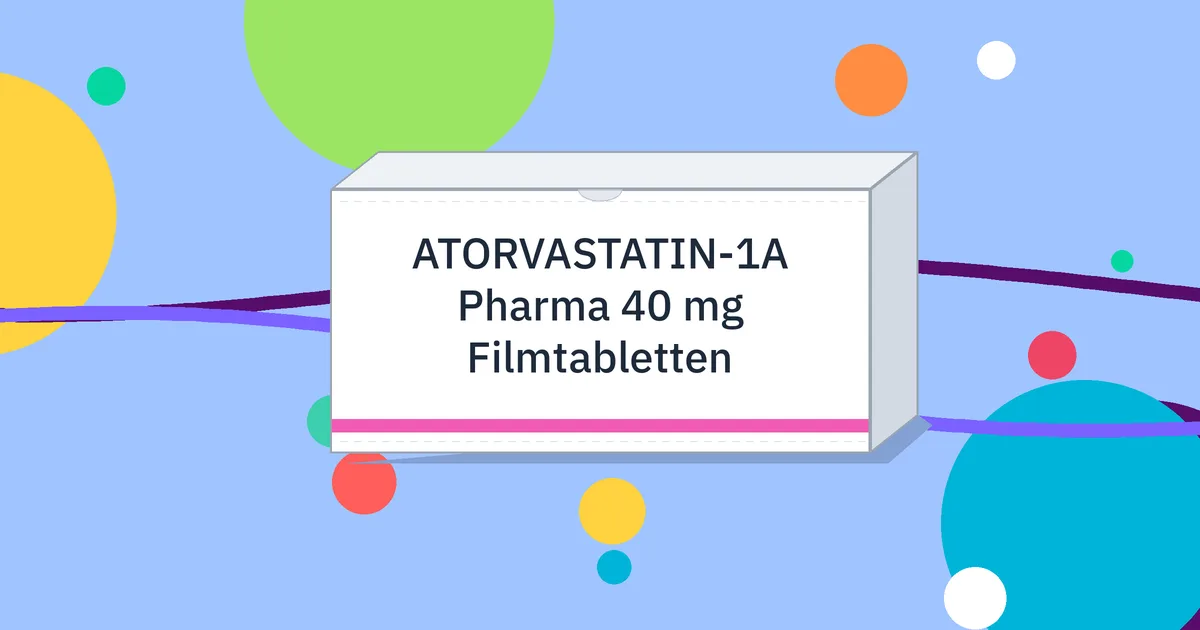 Symbolbild: Packung mit der Aufschrift ATORVASTATIN-1A Pharma 40 mg Filmtabletten (PZN 07752950) – Verfügbarkeit und Bezug in Apotheken in Frankfurt am Main