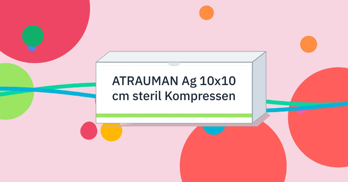 Symbolbild: Packung mit der Aufschrift ATRAUMAN Ag 10x10 cm steril Kompressen (PZN 18715225) – Verfügbarkeit und Bezug in Apotheken in Frankfurt am Main