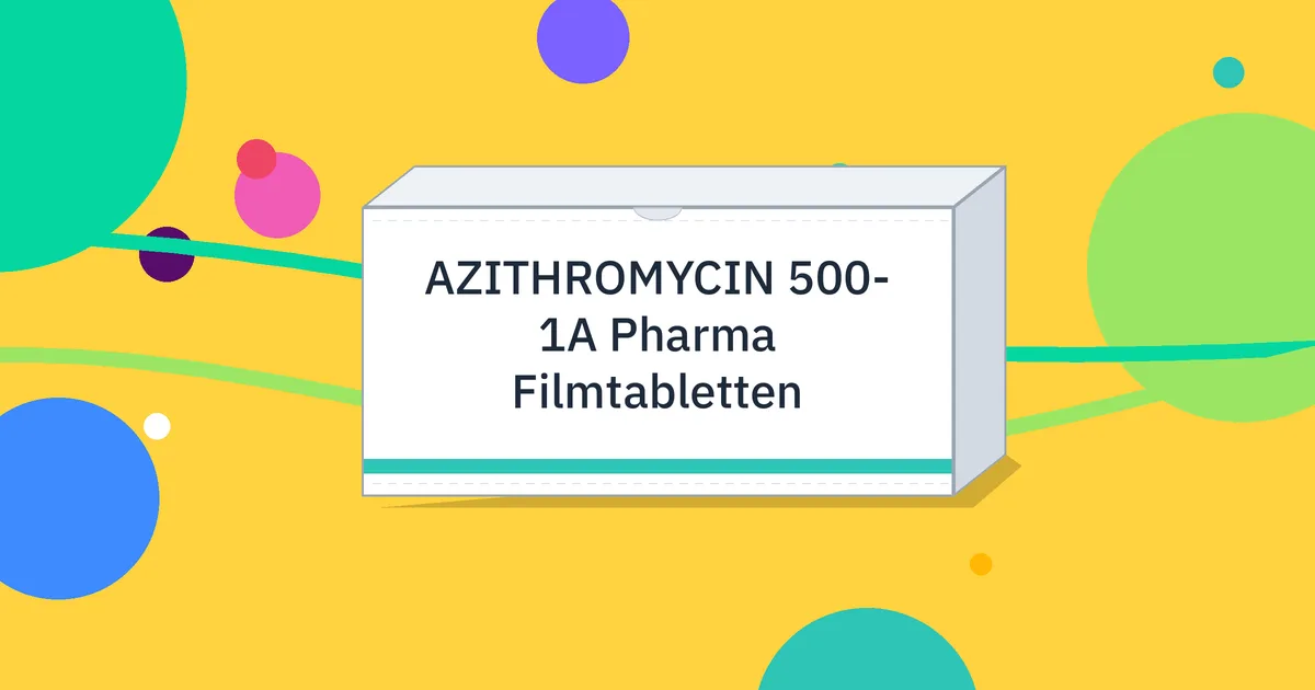 Symbolbild: Packung mit der Aufschrift AZITHROMYCIN 500-1A Pharma Filmtabletten (PZN 07116993) – Verfügbarkeit und Bezug in Apotheken in Frankfurt am Main
