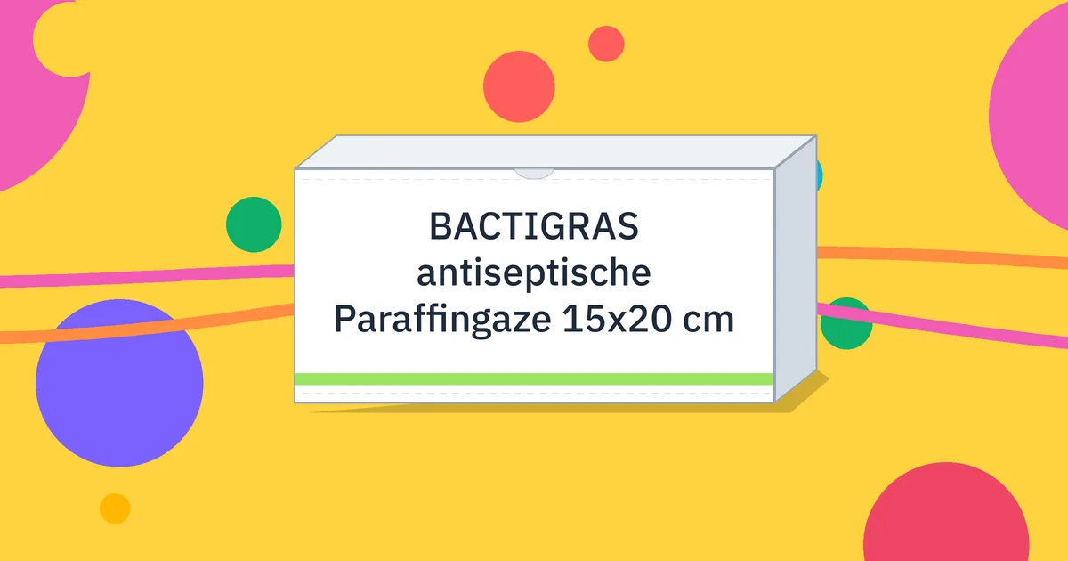 Symbolbild: Packung mit der Aufschrift BACTIGRAS antiseptische Paraffingaze 15x20 cm (PZN 15403749) – Verfügbarkeit und Bezug in Apotheken in Frankfurt am Main