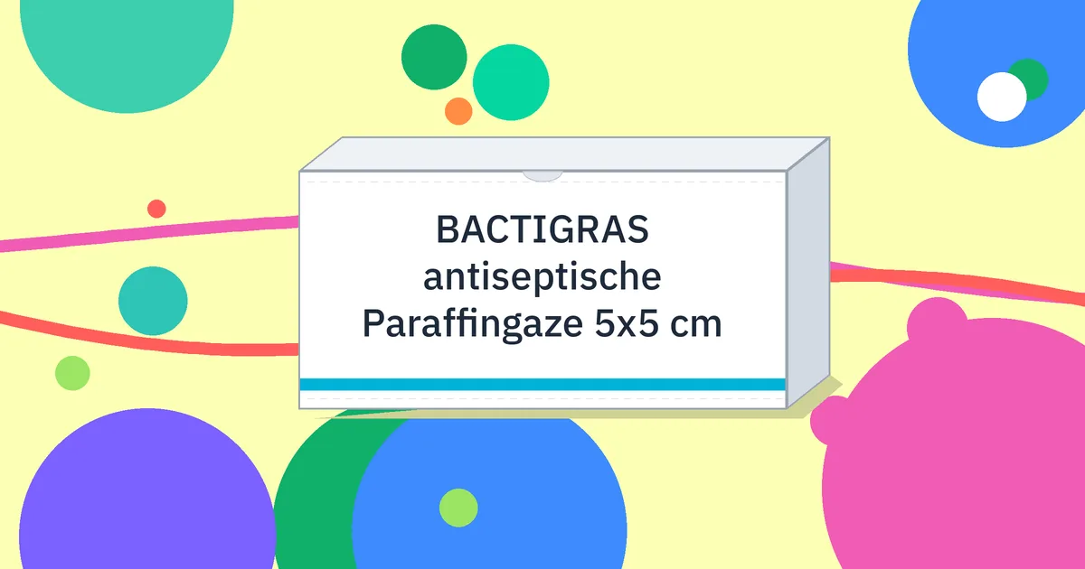 Symbolbild: Packung mit der Aufschrift BACTIGRAS antiseptische Paraffingaze 5x5 cm (PZN 20580784) – Verfügbarkeit und Bezug in Apotheken in Frankfurt am Main
