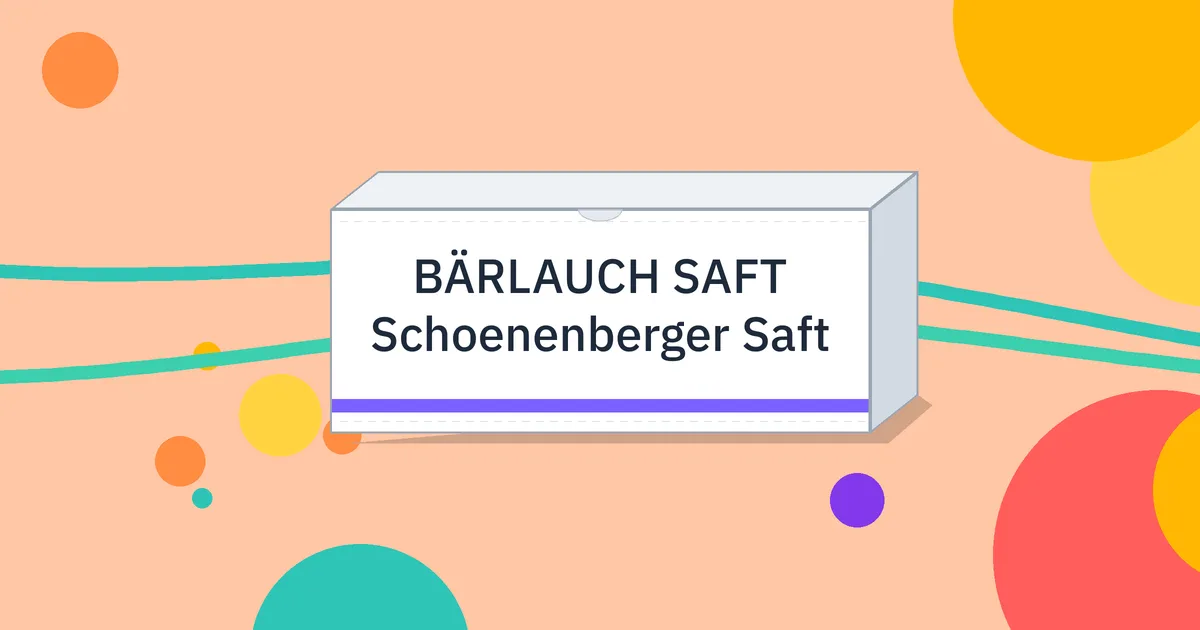 Symbolbild: Packung mit der Aufschrift BÄRLAUCH SAFT Schoenenberger Saft (PZN 00692050) – Verfügbarkeit und Bezug in Apotheken in Frankfurt am Main