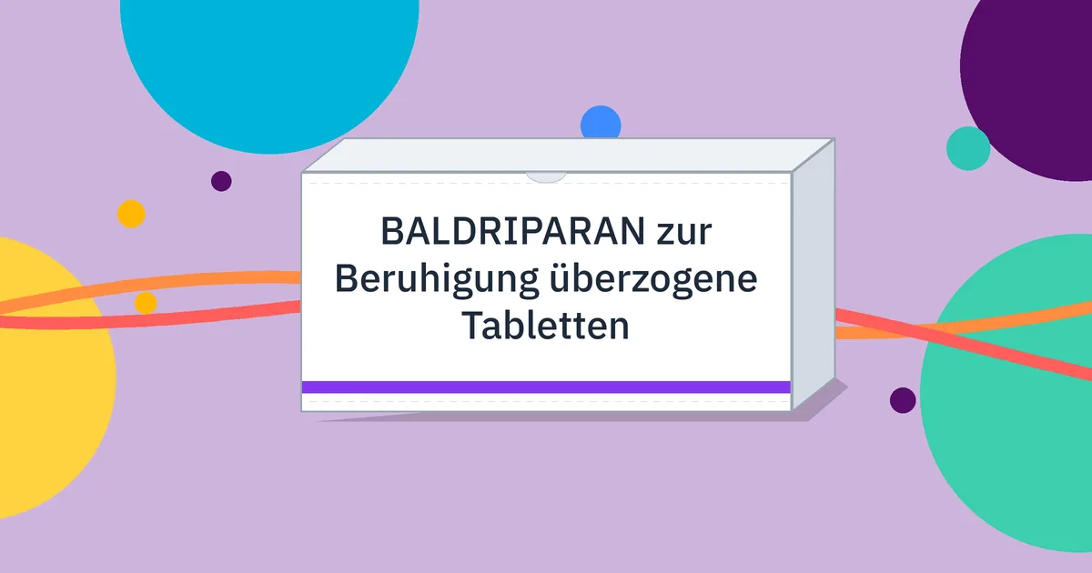 Symbolbild: Packung mit der Aufschrift BALDRIPARAN zur Beruhigung überzogene Tabletten (PZN 17884316) – Verfügbarkeit und Bezug in Apotheken in Frankfurt am Main