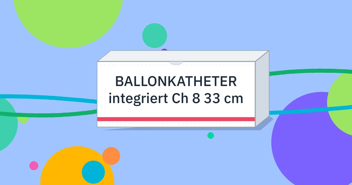 Symbolbild: Packung mit der Aufschrift BALLONKATHETER integriert Ch 8 33 cm (PZN 17636943) – Verfügbarkeit und Bezug in Apotheken in Frankfurt am Main