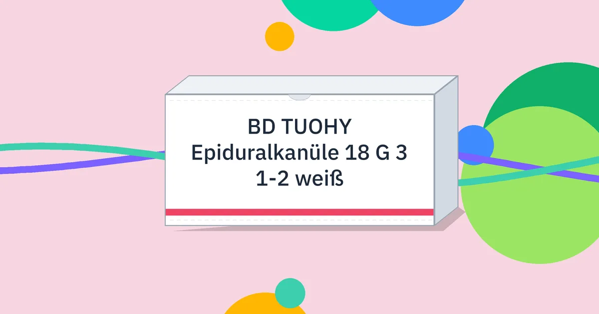 Symbolbild: Packung mit der Aufschrift BD TUOHY Epiduralkanüle 18 G 3 1-2 weiß (PZN 07664393) – Verfügbarkeit und Bezug in Apotheken in Frankfurt am Main
