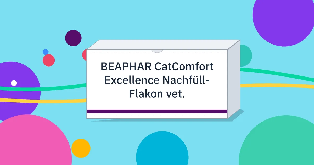 Symbolbild: Packung mit der Aufschrift BEAPHAR CatComfort Excellence Nachfüll-Flakon vet. (PZN 19765478) – Verfügbarkeit und Bezug in Apotheken in Frankfurt am Main