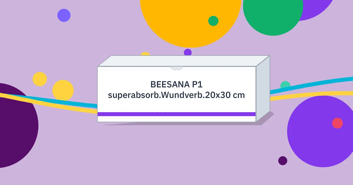 Symbolbild: Packung mit der Aufschrift BEESANA P1 superabsorb.Wundverb.20x30 cm (PZN 10941235) – Verfügbarkeit und Bezug in Apotheken in Frankfurt am Main