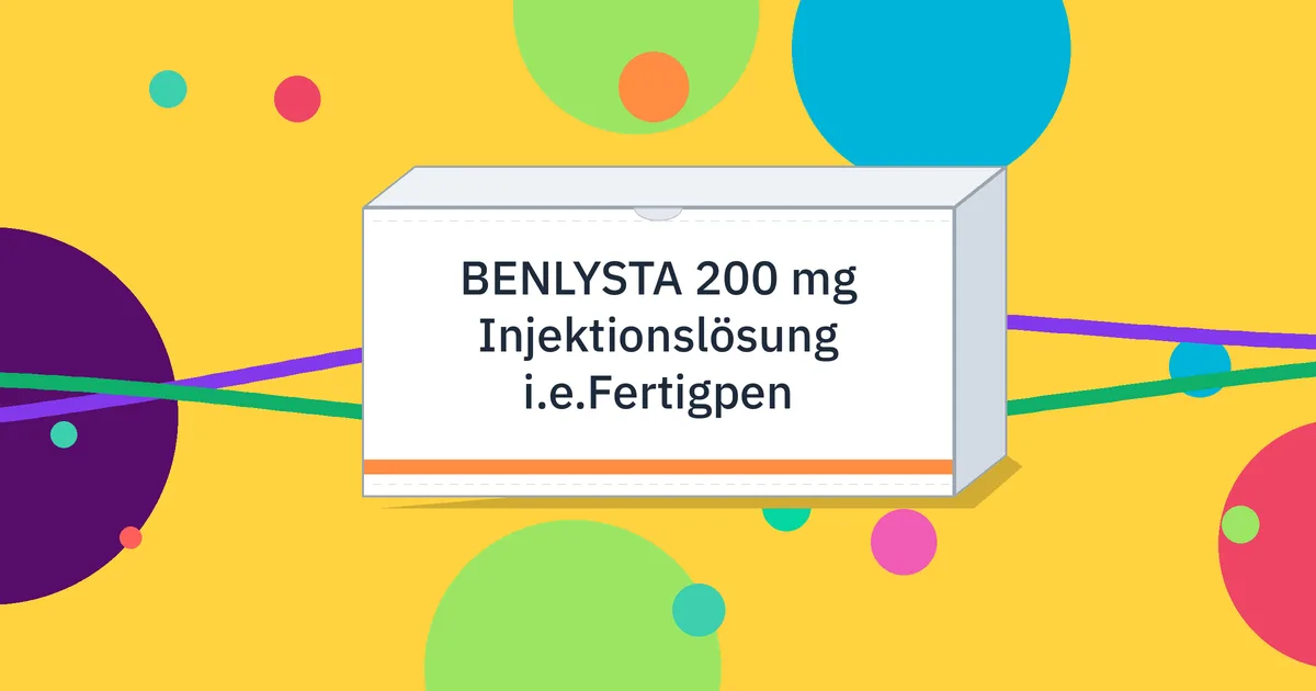 Symbolbild: Packung mit der Aufschrift BENLYSTA 200 mg Injektionslösung i.e.Fertigpen (PZN 18678323) – Verfügbarkeit und Bezug in Apotheken in Frankfurt am Main