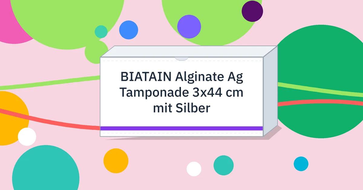 Symbolbild: Packung mit der Aufschrift BIATAIN Alginate Ag Tamponade 3x44 cm mit Silber (PZN 01406885) – Verfügbarkeit und Bezug in Apotheken in Frankfurt am Main