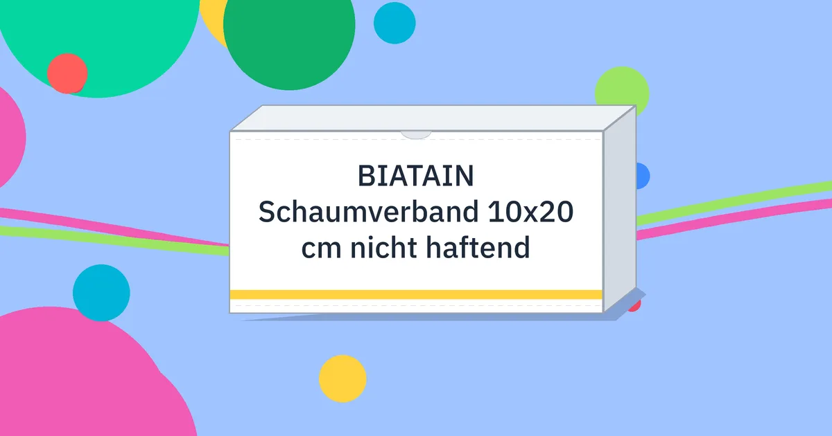 Symbolbild: Packung mit der Aufschrift BIATAIN Schaumverband 10x20 cm nicht haftend (PZN 11116792) – Verfügbarkeit und Bezug in Apotheken in Frankfurt am Main