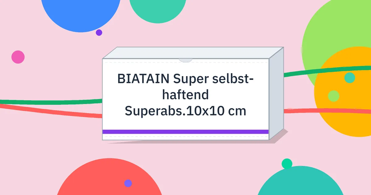 Symbolbild: Packung mit der Aufschrift BIATAIN Super selbst-haftend Superabs.10x10 cm (PZN 19689263) – Verfügbarkeit und Bezug in Apotheken in Frankfurt am Main