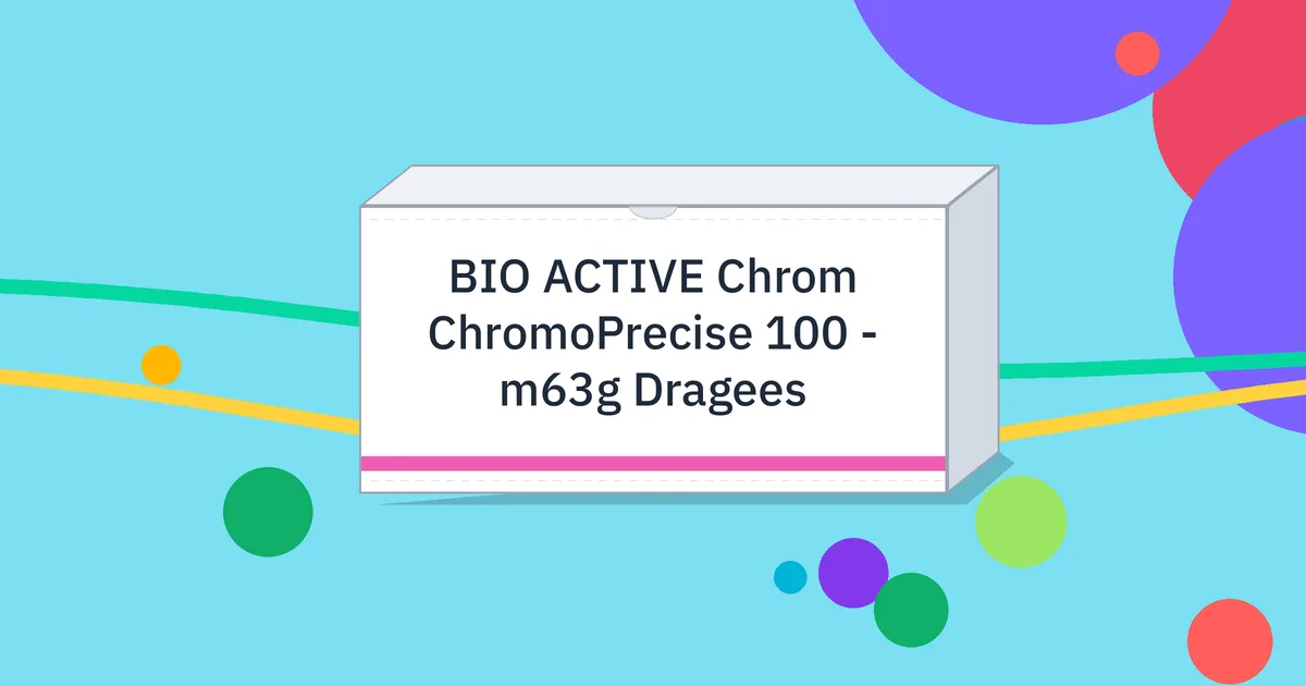 Symbolbild: Packung mit der Aufschrift BIO ACTIVE Chrom ChromoPrecise 100 -m63g Dragees (PZN 14288430) – Verfügbarkeit und Bezug in Apotheken in Frankfurt am Main