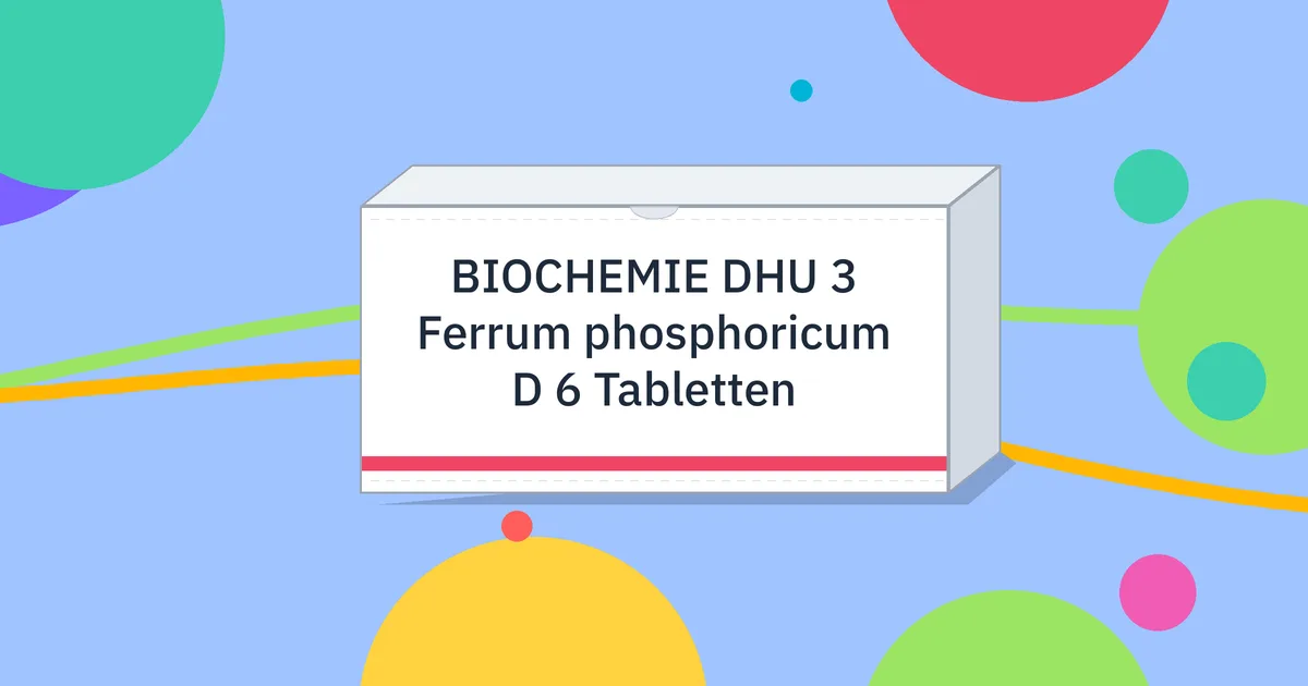 Symbolbild: Packung mit der Aufschrift BIOCHEMIE DHU 3 Ferrum phosphoricum D 6 Tabletten (PZN 02580473) – Verfügbarkeit und Bezug in Apotheken in Frankfurt am Main
