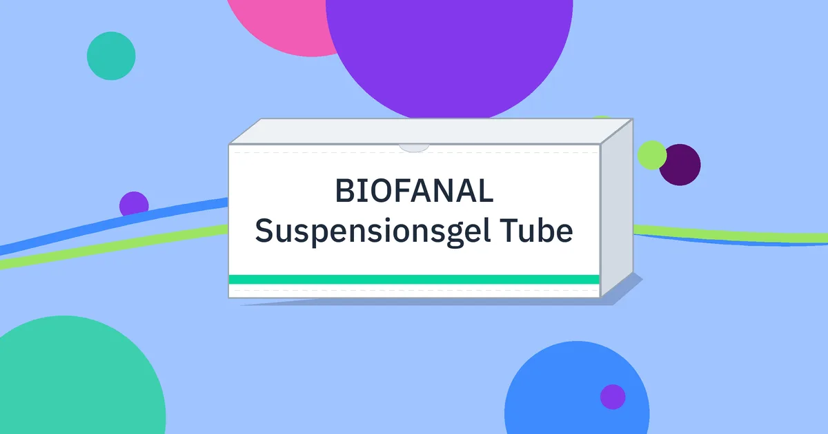 Symbolbild: Packung mit der Aufschrift BIOFANAL Suspensionsgel Tube (PZN 02208928) – Verfügbarkeit und Bezug in Apotheken in Frankfurt am Main