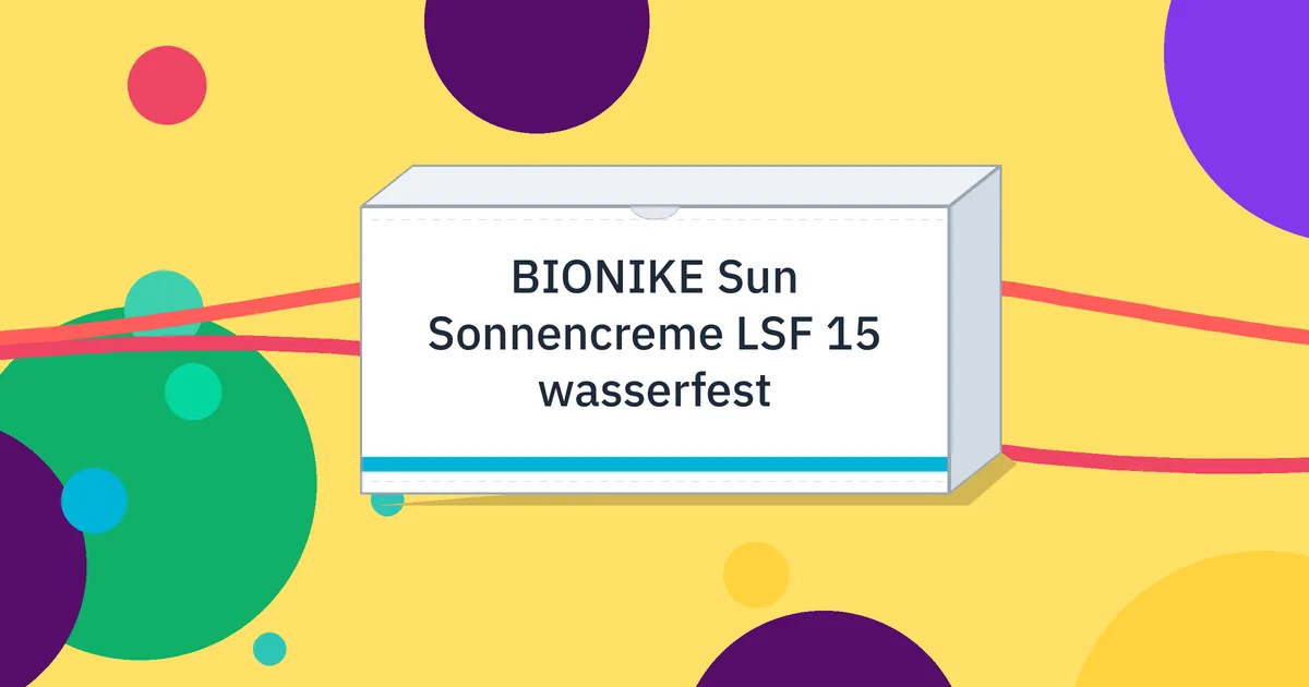 Symbolbild: Packung mit der Aufschrift BIONIKE Sun Sonnencreme LSF 15 wasserfest (PZN 12649697) – Verfügbarkeit und Bezug in Apotheken in Frankfurt am Main