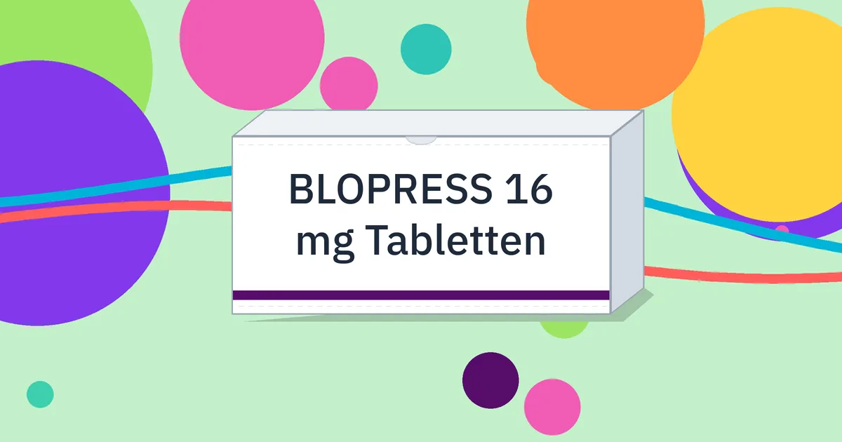 Symbolbild: Packung mit der Aufschrift BLOPRESS 16 mg Tabletten (PZN 01998756) – Verfügbarkeit und Bezug in Apotheken in Frankfurt am Main