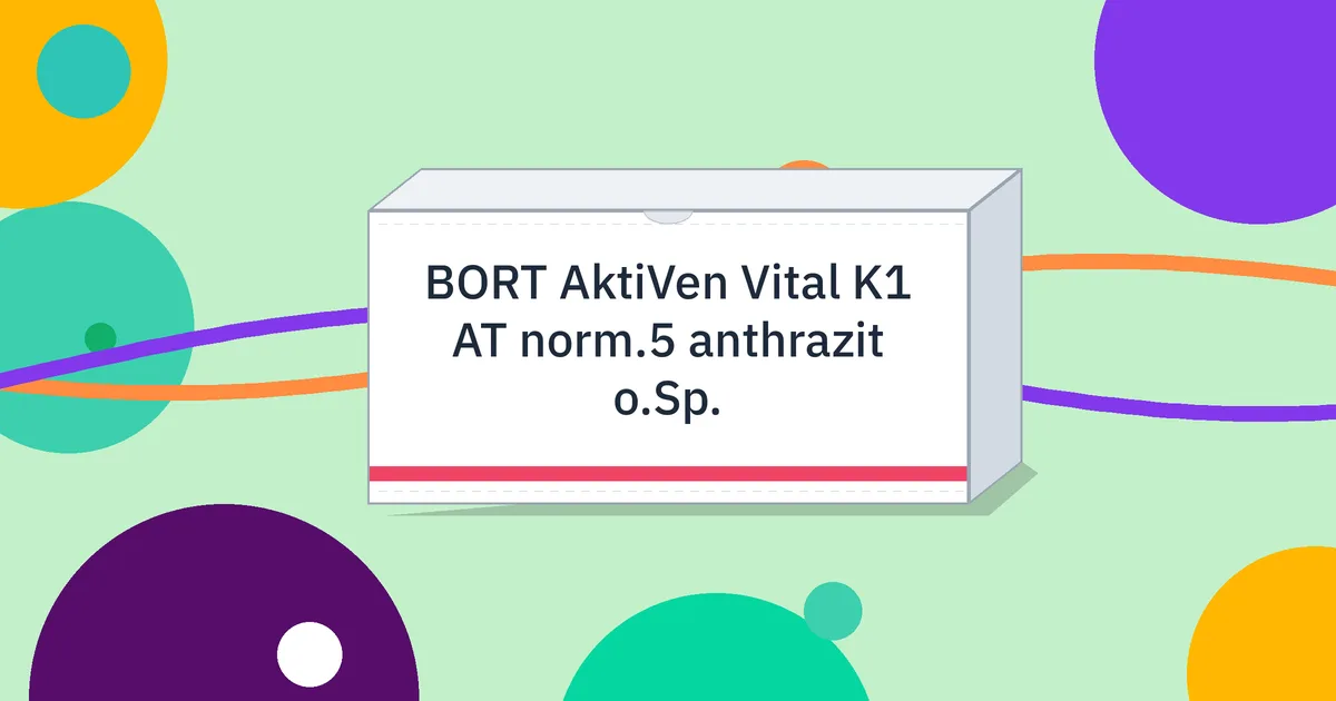 Symbolbild: Packung mit der Aufschrift BORT AktiVen Vital K1 AT norm.5 anthrazit o.Sp. (PZN 13742364) – Verfügbarkeit und Bezug in Apotheken in Frankfurt am Main