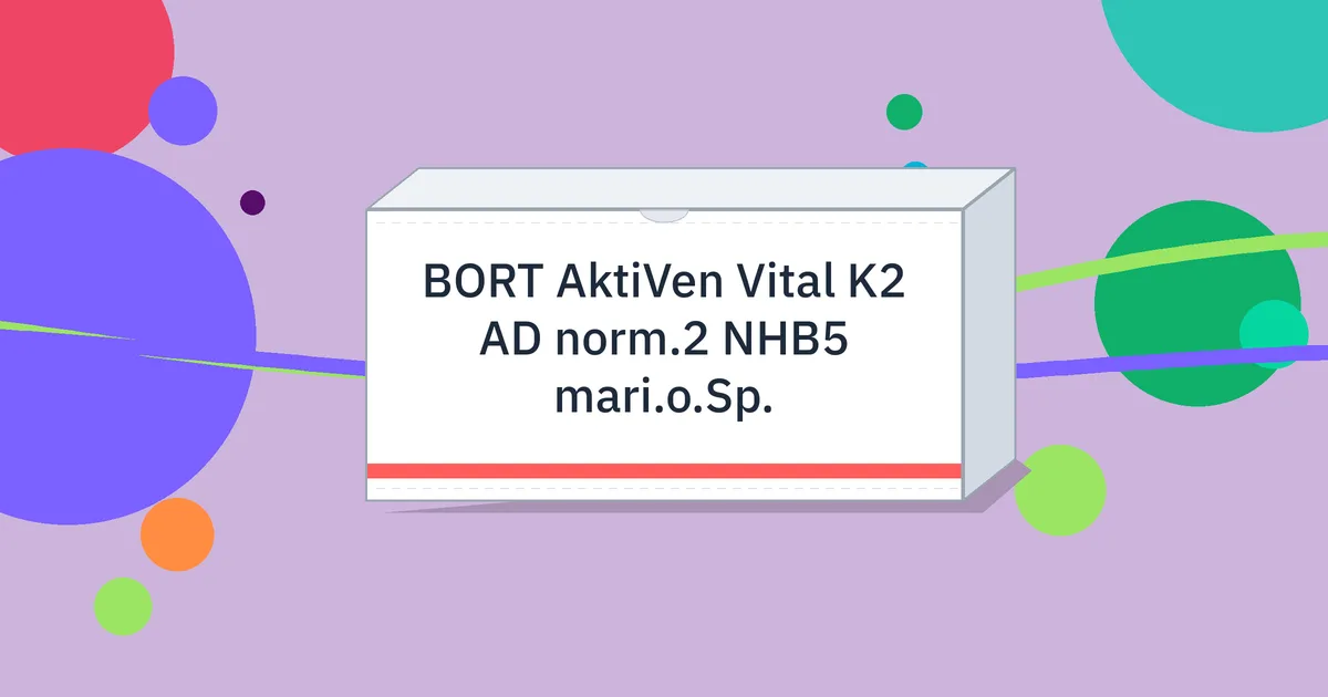 Symbolbild: Packung mit der Aufschrift BORT AktiVen Vital K2 AD norm.2 NHB5 mari.o.Sp. (PZN 17494443) – Verfügbarkeit und Bezug in Apotheken in Frankfurt am Main