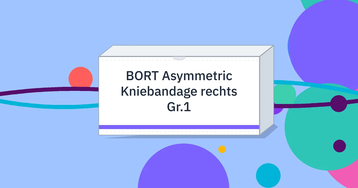 Symbolbild: Packung mit der Aufschrift BORT Asymmetric Kniebandage rechts Gr.1 (PZN 16843539) – Verfügbarkeit und Bezug in Apotheken in Frankfurt am Main