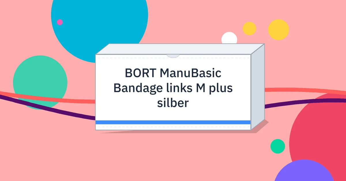 Symbolbild: Packung mit der Aufschrift BORT ManuBasic Bandage links M plus silber (PZN 16317851) – Verfügbarkeit und Bezug in Apotheken in Frankfurt am Main