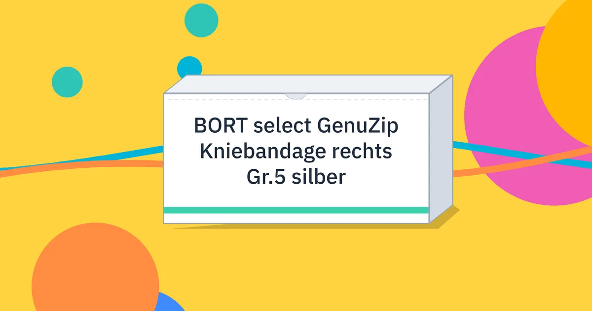 Symbolbild: Packung mit der Aufschrift BORT select GenuZip Kniebandage rechts Gr.5 silber (PZN 16844361) – Verfügbarkeit und Bezug in Apotheken in Frankfurt am Main