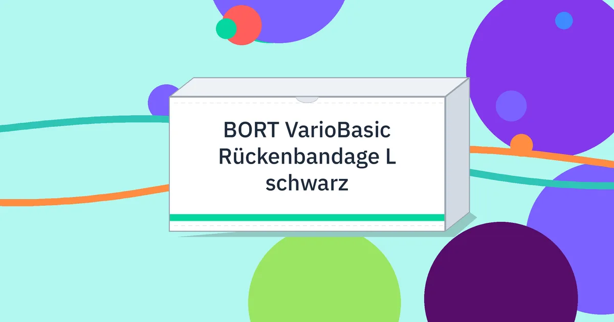 Symbolbild: Packung mit der Aufschrift BORT VarioBasic Rückenbandage L schwarz (PZN 04737973) – Verfügbarkeit und Bezug in Apotheken in Frankfurt am Main