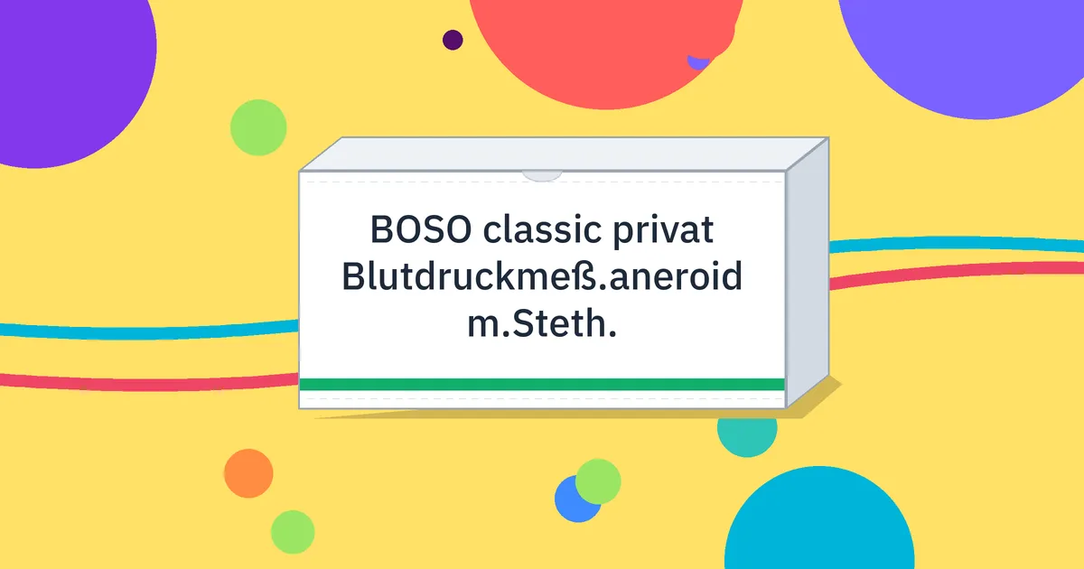 Symbolbild: Packung mit der Aufschrift BOSO classic privat Blutdruckmeß.aneroid m.Steth. (PZN 00155872) – Verfügbarkeit und Bezug in Apotheken in Frankfurt am Main