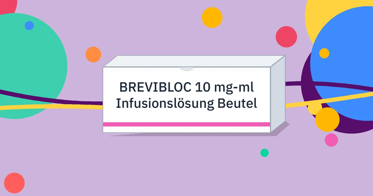 Symbolbild: Packung mit der Aufschrift BREVIBLOC 10 mg-ml Infusionslösung Beutel (PZN 05869984) – Verfügbarkeit und Bezug in Apotheken in Frankfurt am Main