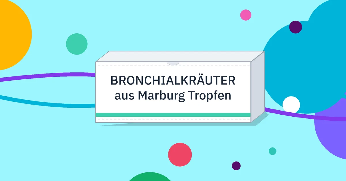 Symbolbild: Packung mit der Aufschrift BRONCHIALKRÄUTER aus Marburg Tropfen (PZN 18909981) – Verfügbarkeit und Bezug in Apotheken in Frankfurt am Main