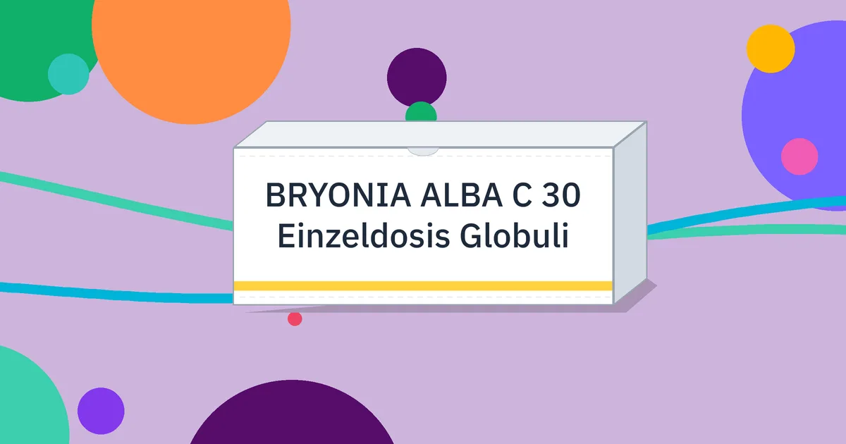 Symbolbild: Packung mit der Aufschrift BRYONIA ALBA C 30 Einzeldosis Globuli (PZN 01543381) – Verfügbarkeit und Bezug in Apotheken in Frankfurt am Main